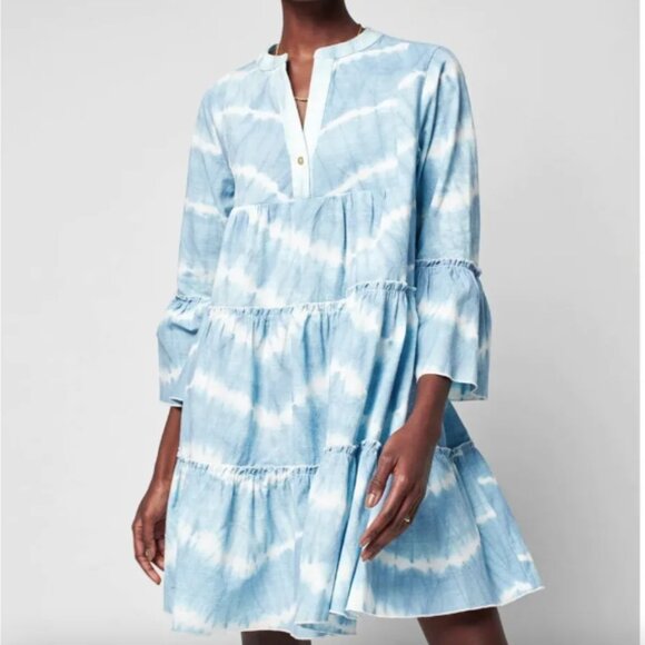 Faherty | Dresses | Faherty Vida Shibori Tie Dye Dress In Faded Blue M ...